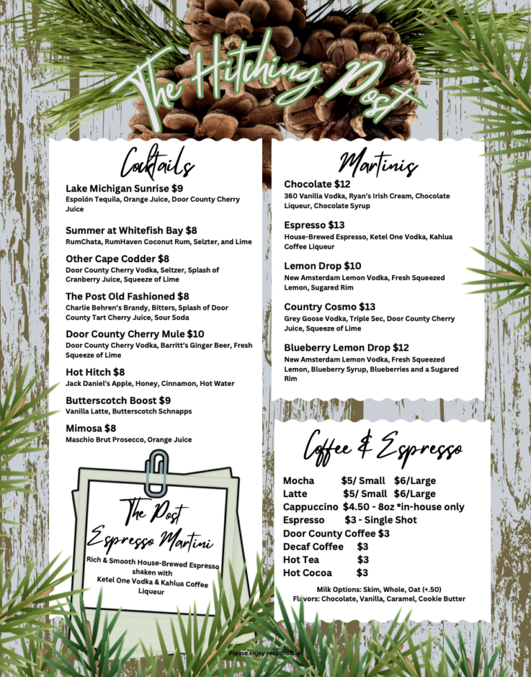 Menus - The Hitching Post in Door County, Wisconsin