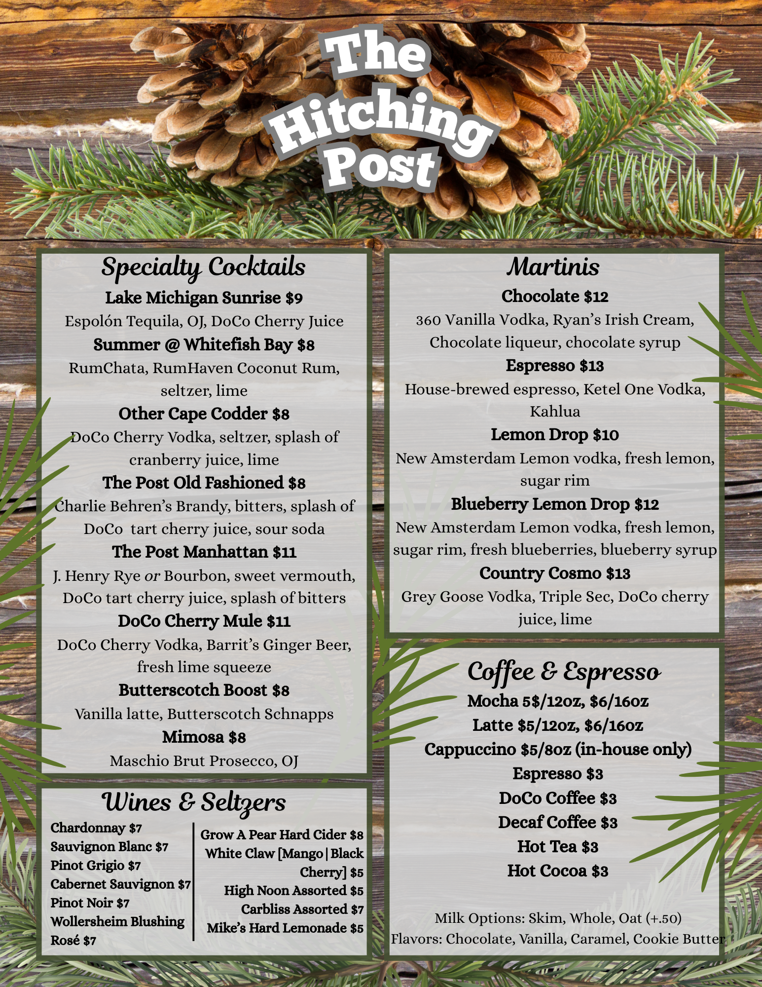Menus - The Hitching Post in Door County, Wisconsin