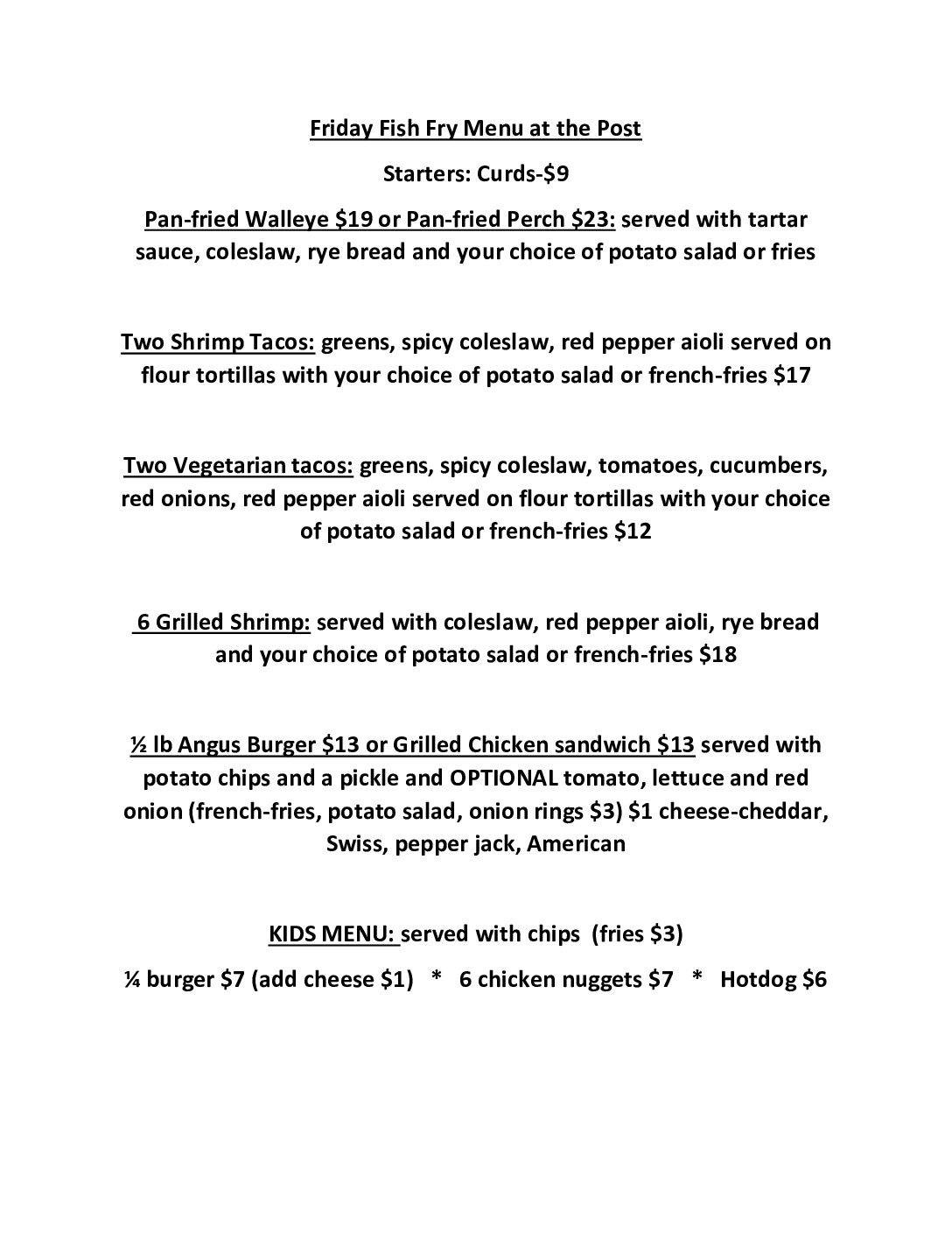 Friday Fish Fry - The Hitching Post in Door County, Wisconsin
